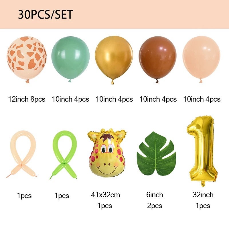 30pcs Jungle Safari Animal Number Balloons Set Birthday Party - Etsy
