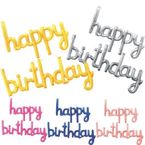 Happy Birthday Conjoined Letters Balloons Rose Gold Lowercase Alphabets ...