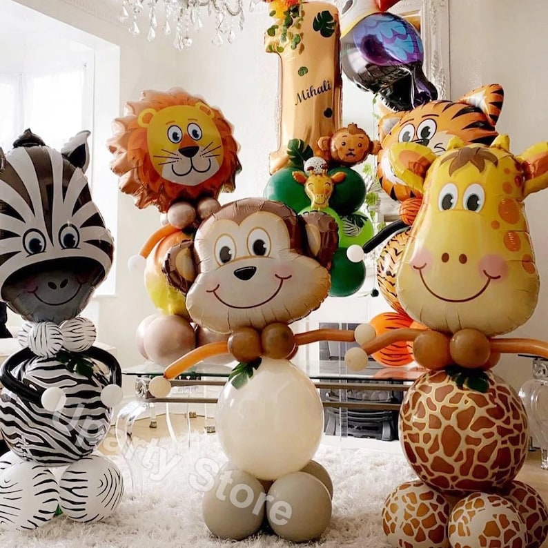 1 Set Jungle Animal Birthday Balloons Monkey Lion Tiger Safari - Etsy