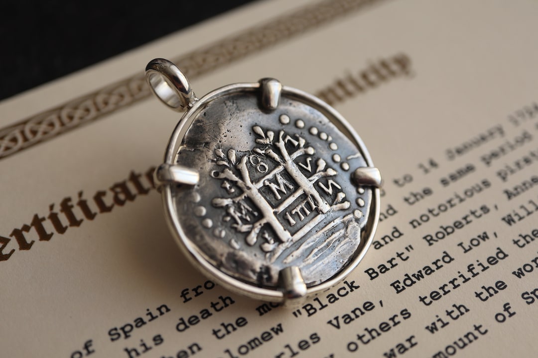 Authentic PIRATE COIN PENDANT With Certificate of Authenticity 8 Reales ...