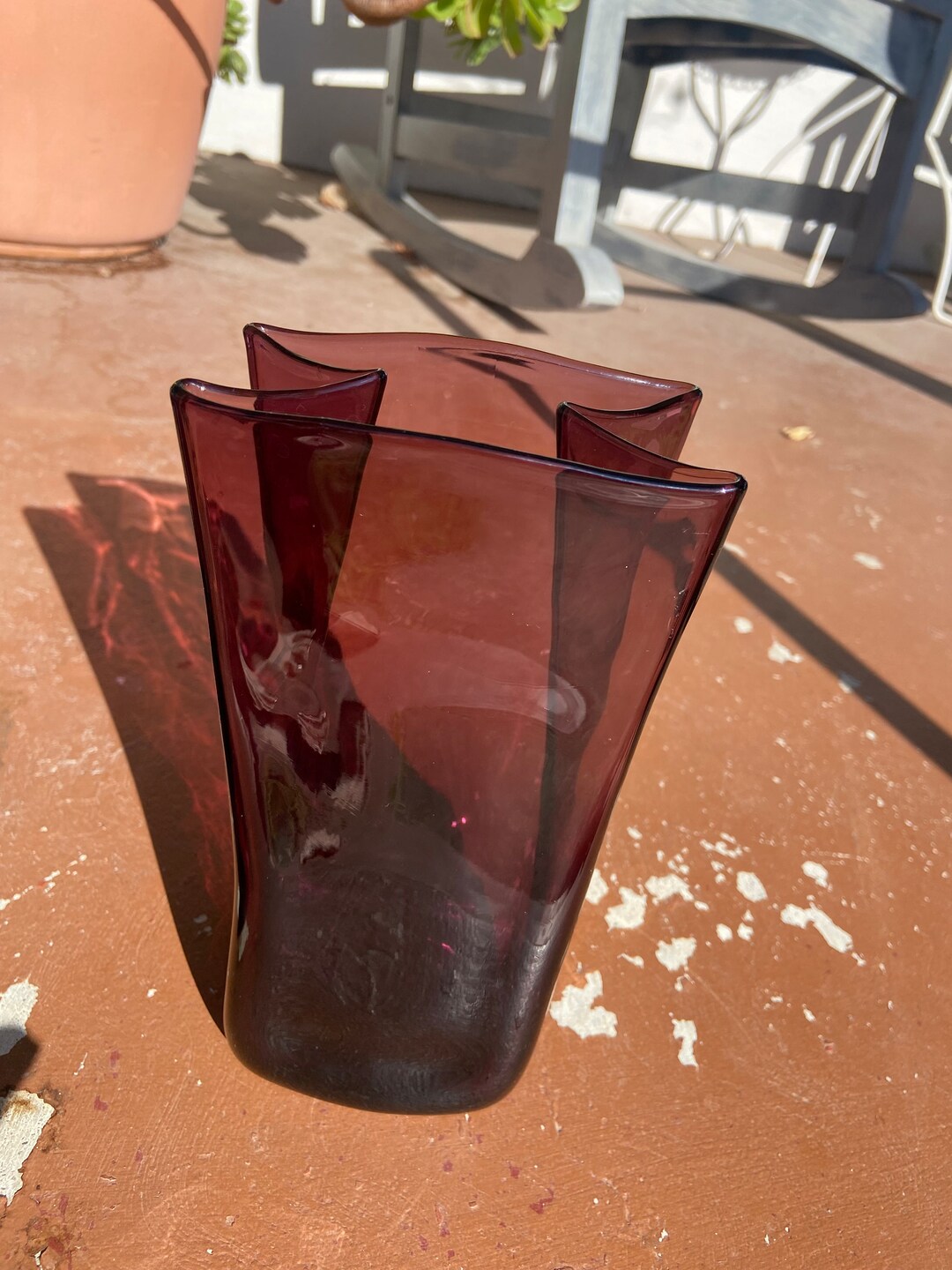 Blenko Glass Amethyst Purple Bag Vase - Etsy