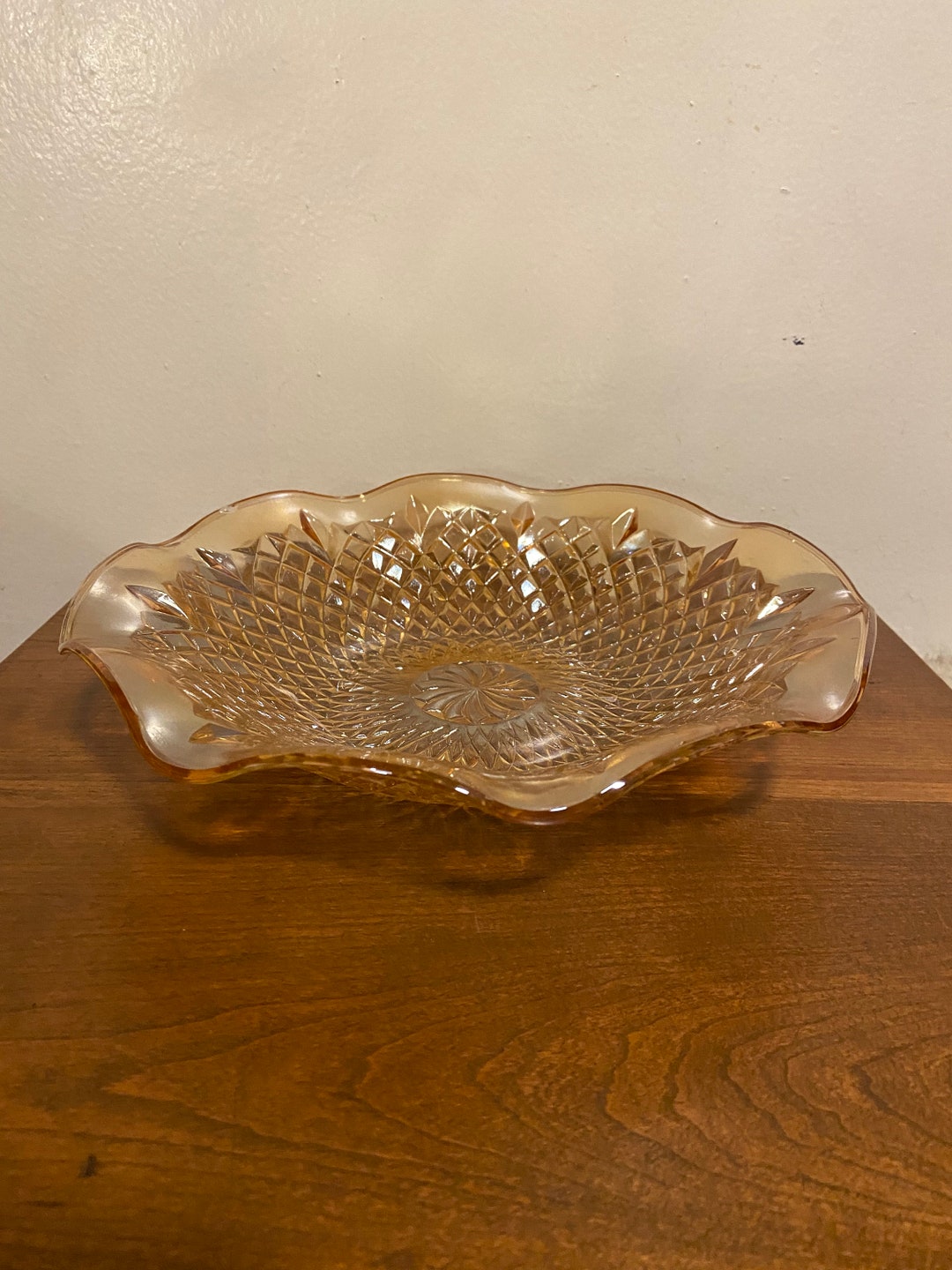 Vintage Large Marigold Carnival Sowerby Glass Bowl - Etsy