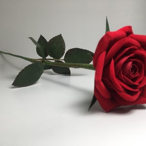 Red Velvet Rose Paper Flower, Artificial Velour Roses Silk Flowers ...