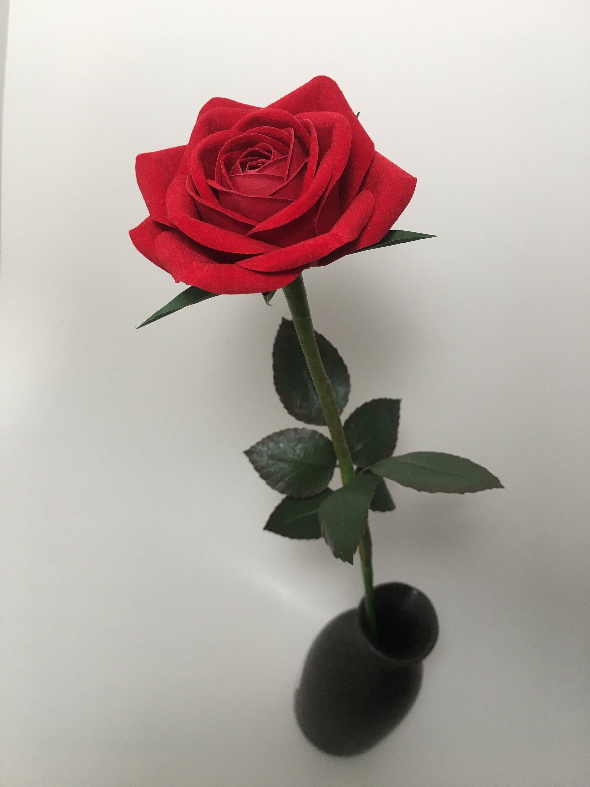 Red Velvet Rose Paper Flower, Artificial Velour Roses Silk Flowers ...