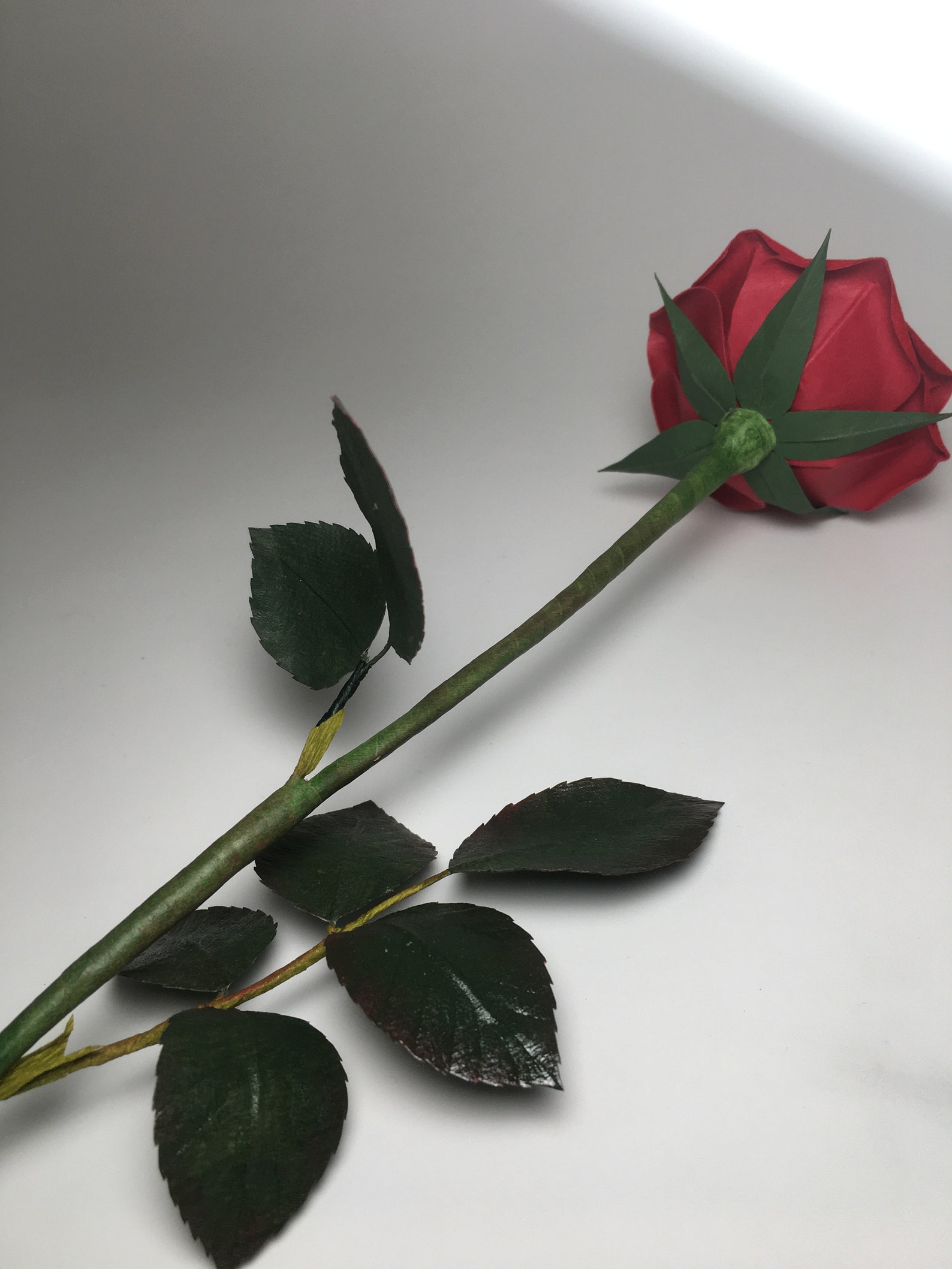 Red Velvet Rose Paper Flower, Artificial Velour Roses Silk Flowers ...