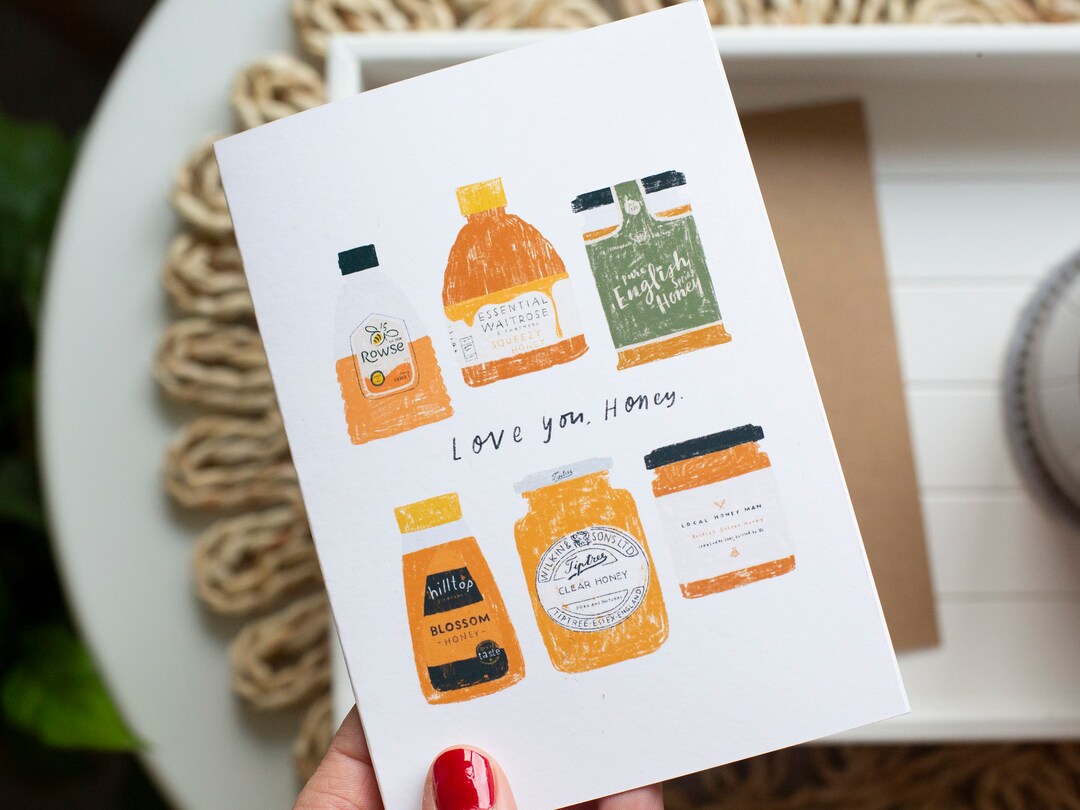 Love You Honey Greeting Card Honey Lover Love Card - Etsy