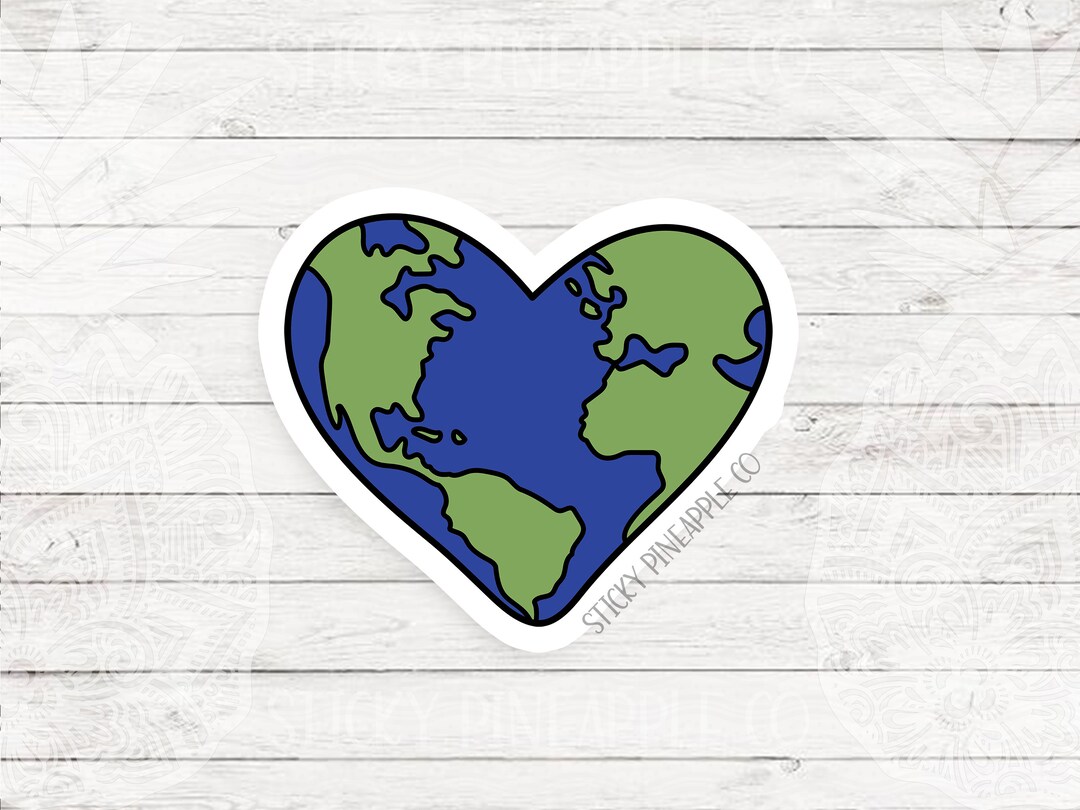 Heart of the World Matte Sticker Weatherproof Sticker Earth Day Sticker ...