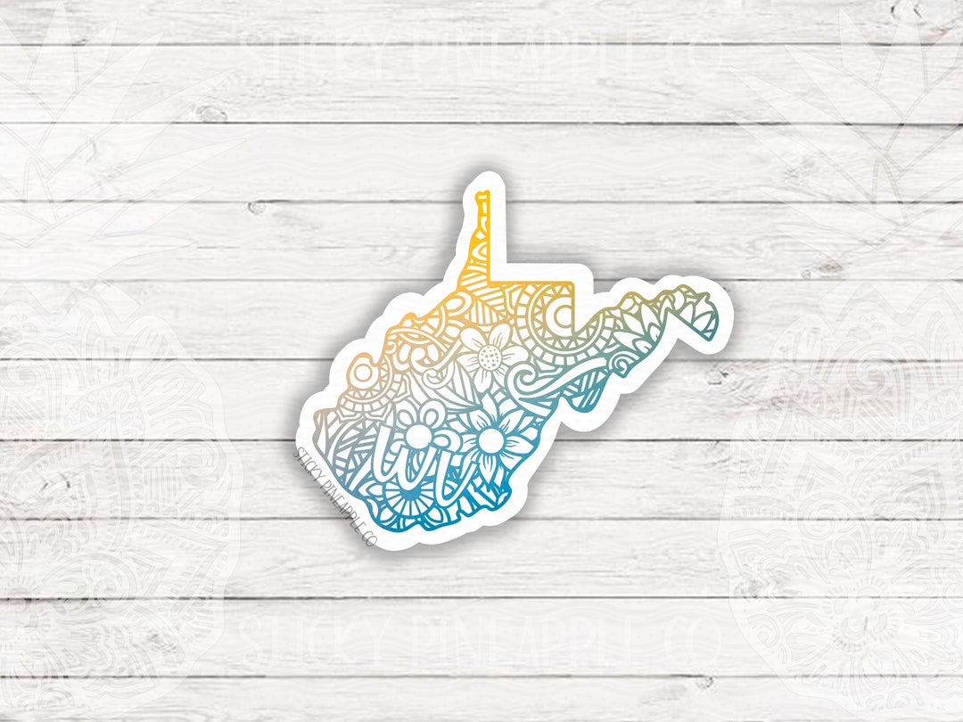 West Virginia State Sticker Matte Sticker Mandala Sticker - Etsy