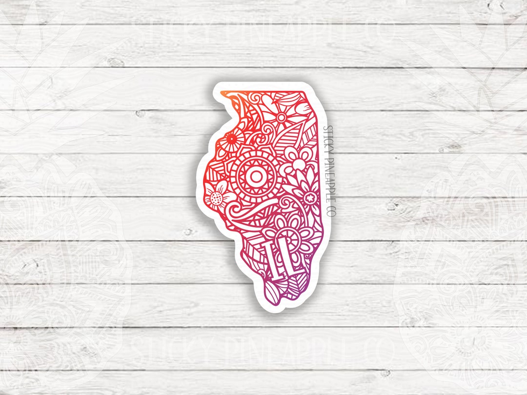 Illinois State Sticker Matte Sticker Mandala Sticker - Etsy.de