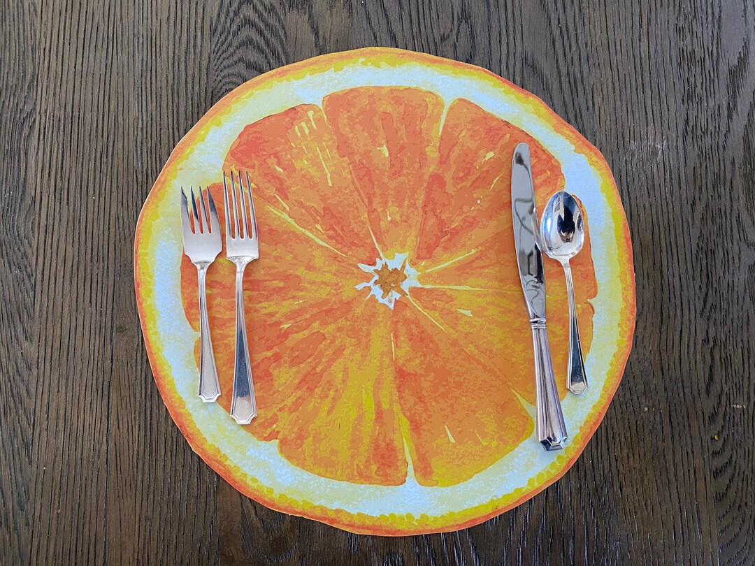 Orange Fruit Placemat Watercolor Poolside Indoor Outdoor Summer Beach ...