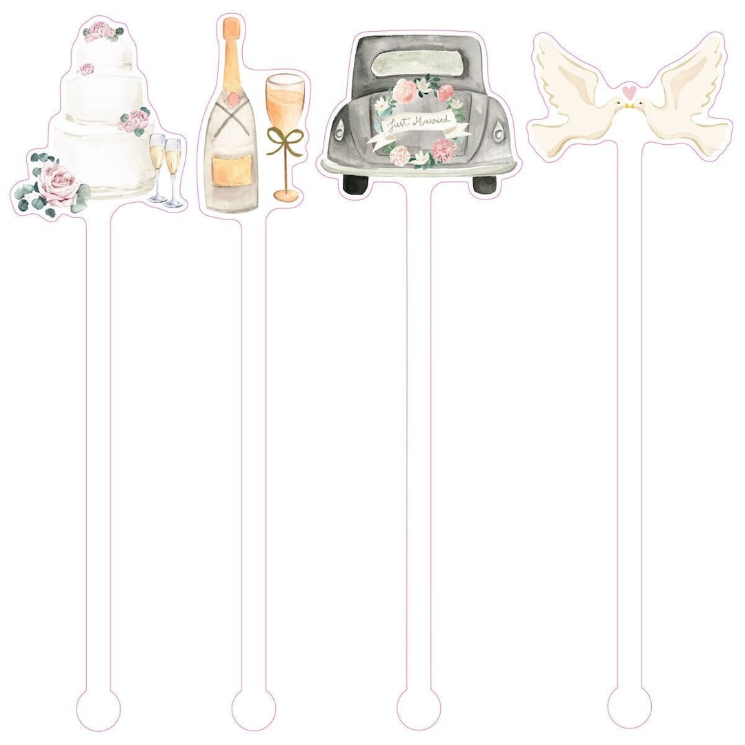 Acryllic Swizzle Stick Wedding Drink Stirrer Love Birds Wedding Cake ...