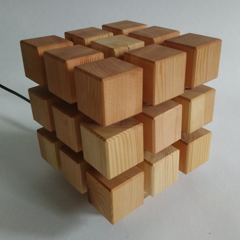 Wooden Cube Lamp, Cube Lamp, Table Lamp, Square, Cube, GU9, LED, Design ...