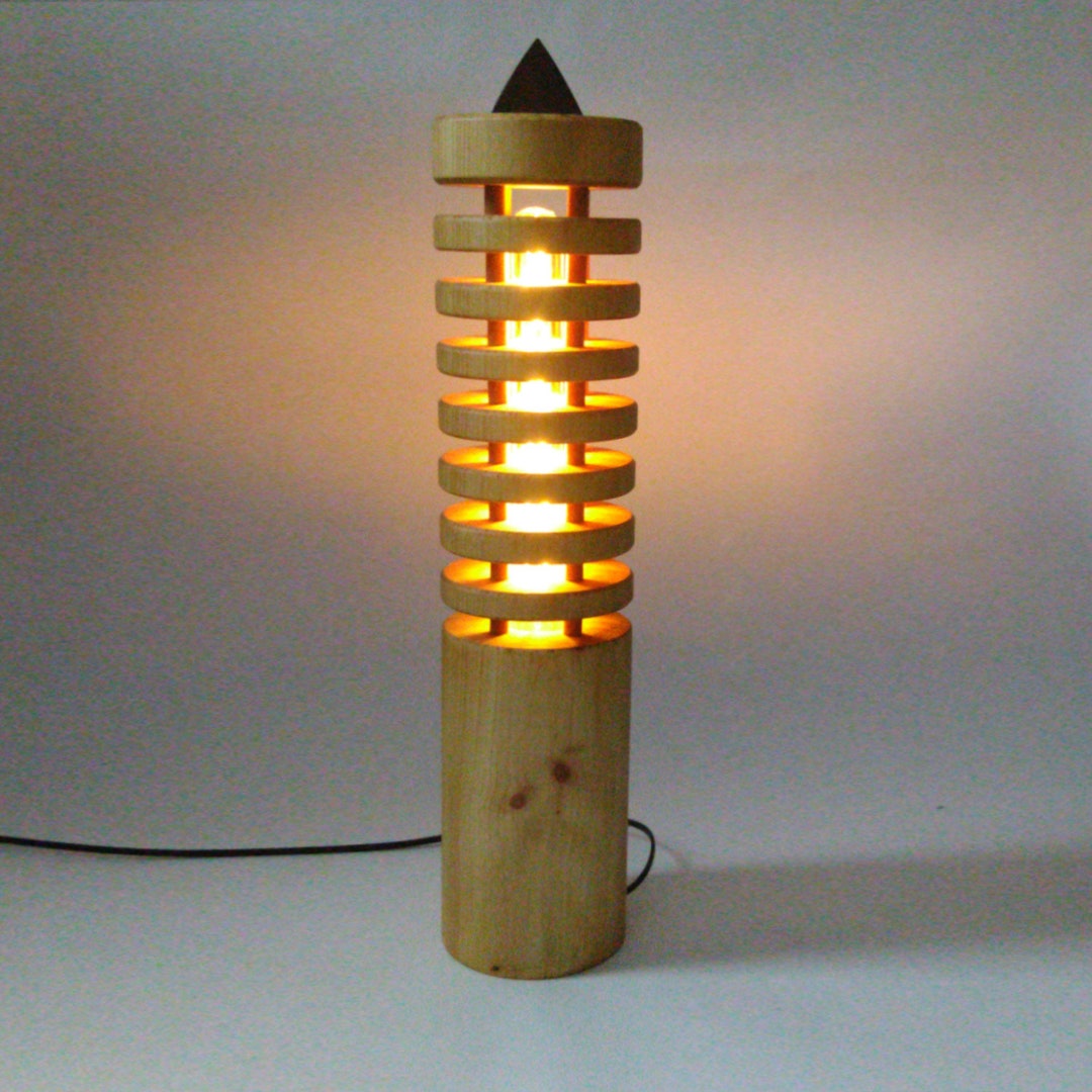 Wooden Lamp, Tower, E27, LED, Side Lamp, Lighting, Bedside Lamp, Table ...