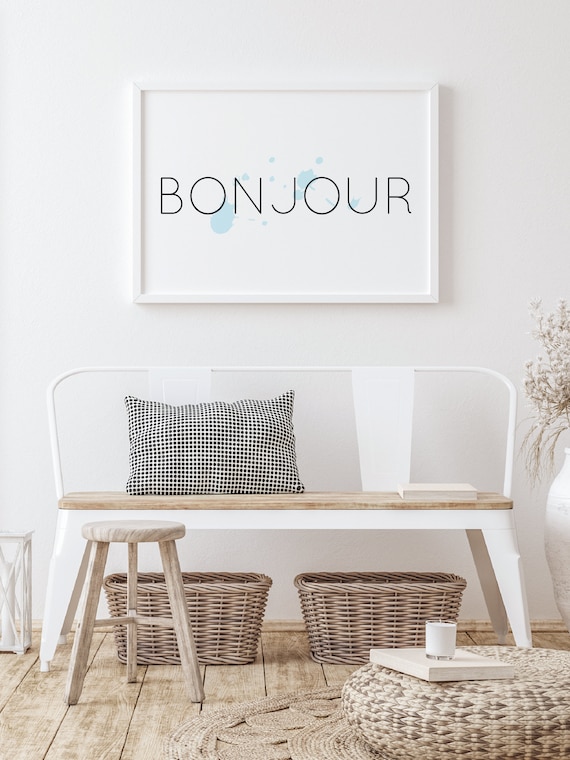 Bonjour Wall Art French Bedroom Living Room Entry | Etsy