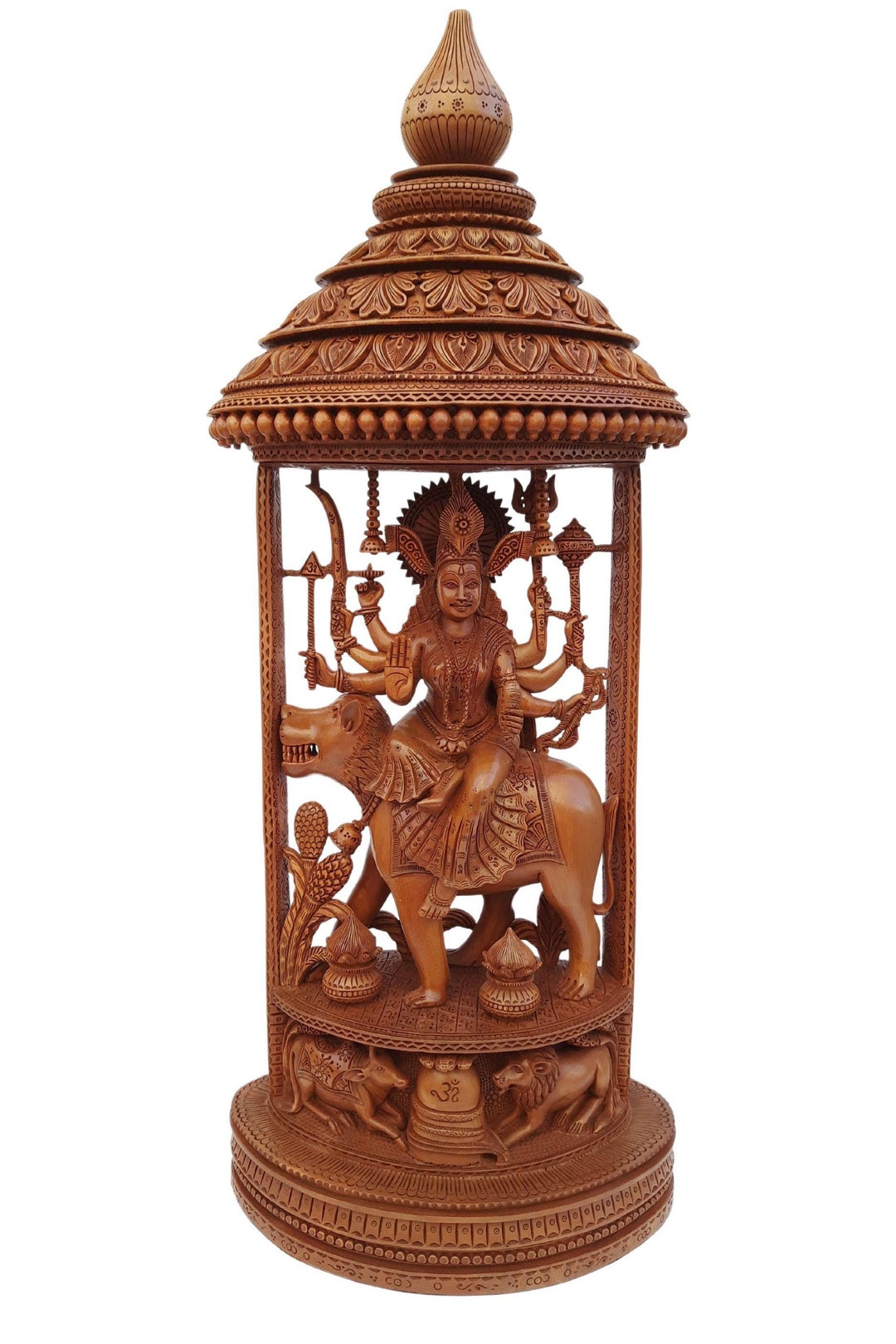 Wooden Durga Idol 26 Inch, Goddess Durga Statue, Super Fine Hand Carved ...
