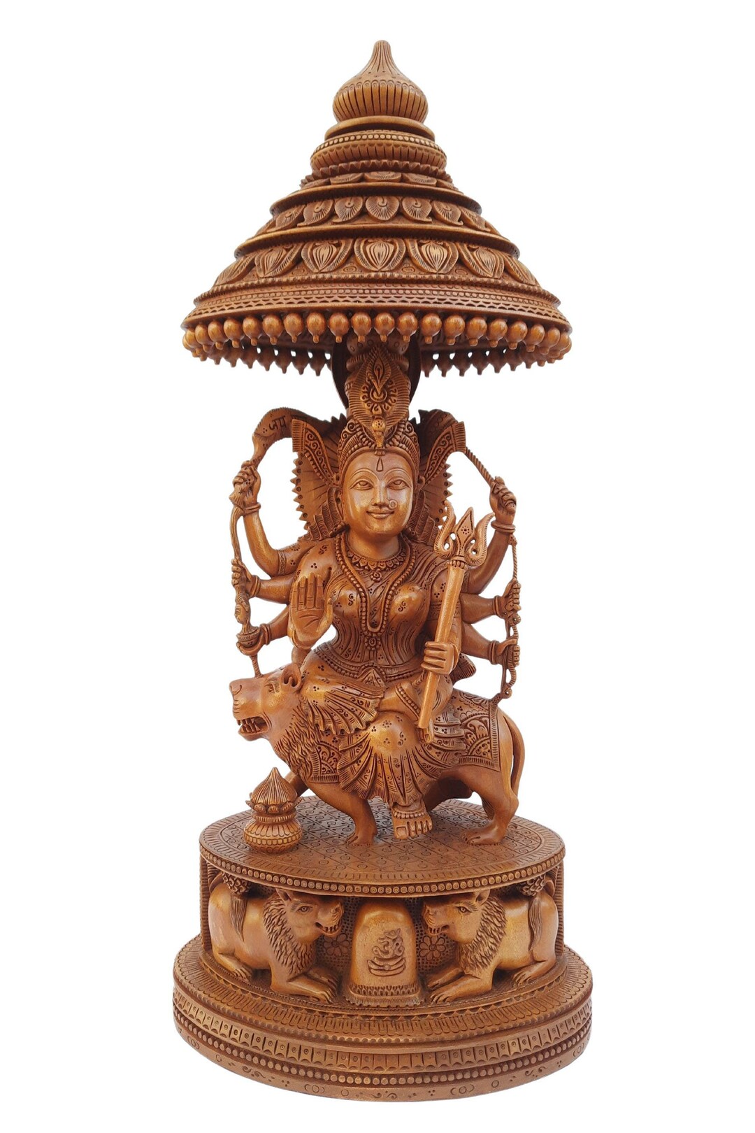 Wooden Durga Statue 20 Inch, Goddess Durga Idol, Super Fine Hand Carved ...