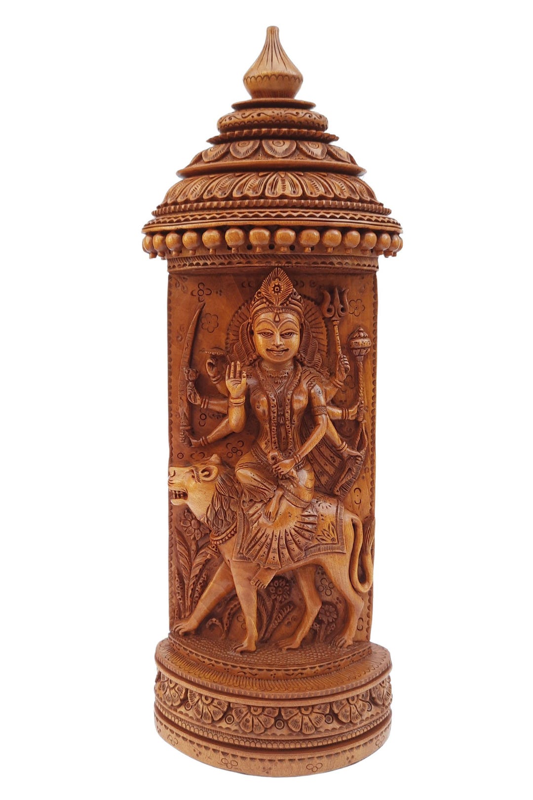 Wooden Durga Idol 14 Inch, Goddess Durga Statue, Super Fine Hand Carved ...