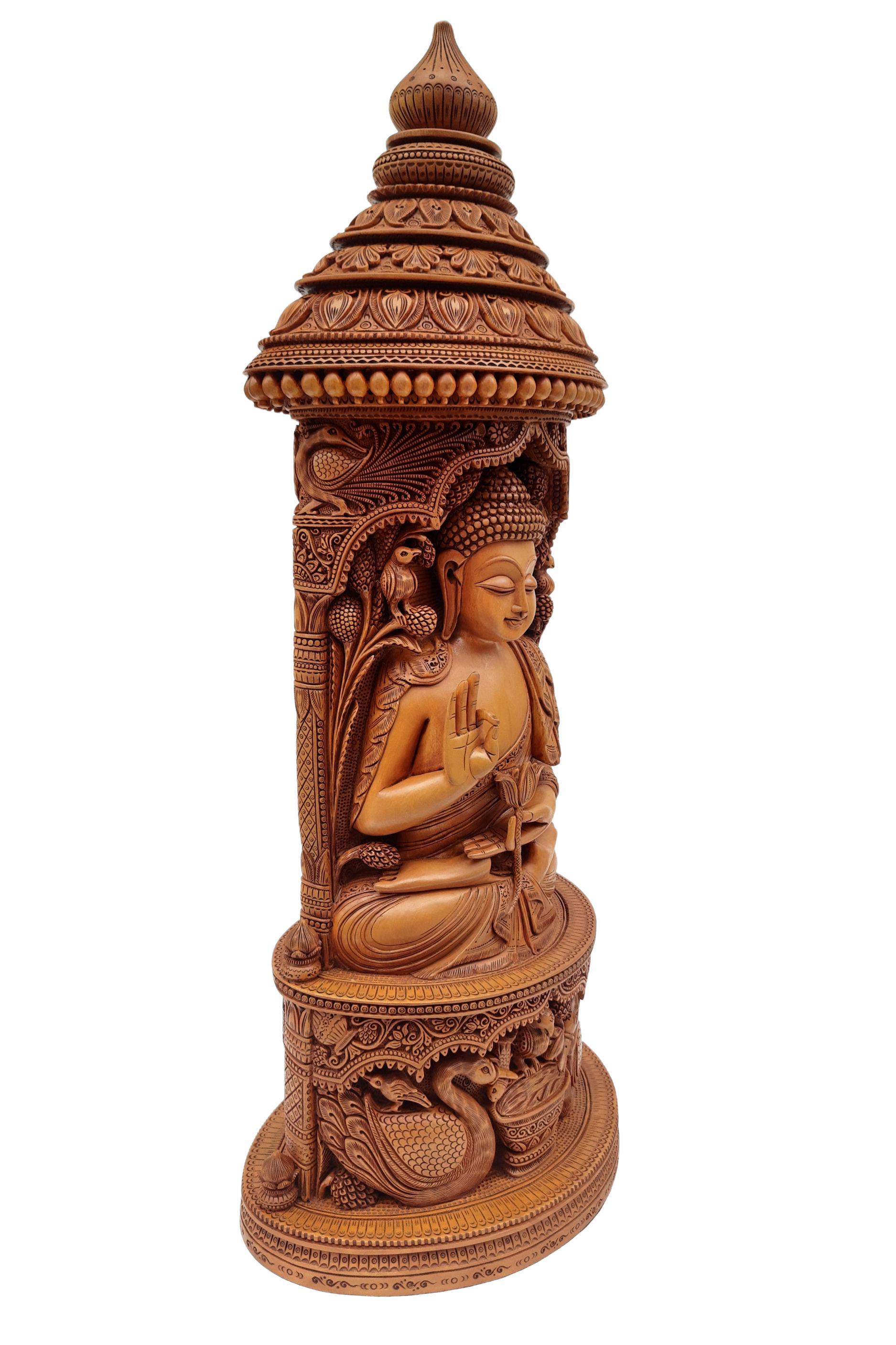 Buddha Statue 32 Inch Big, Wooden Lord Buddha Idol, Super Fine Hand ...