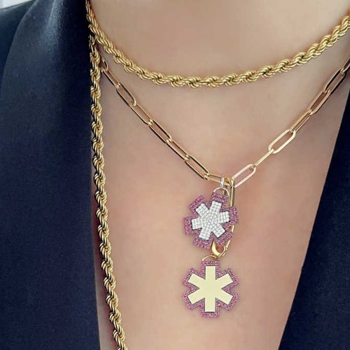 14k Solid Gold Medical Alert Necklace Personalized Medical - Etsy