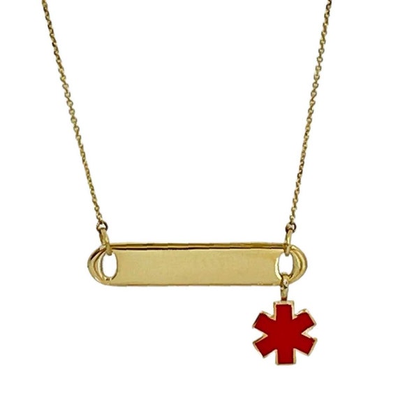 Rose Gold Bar Medical Alert Necklace For Women | atelier-yuwa.ciao.jp