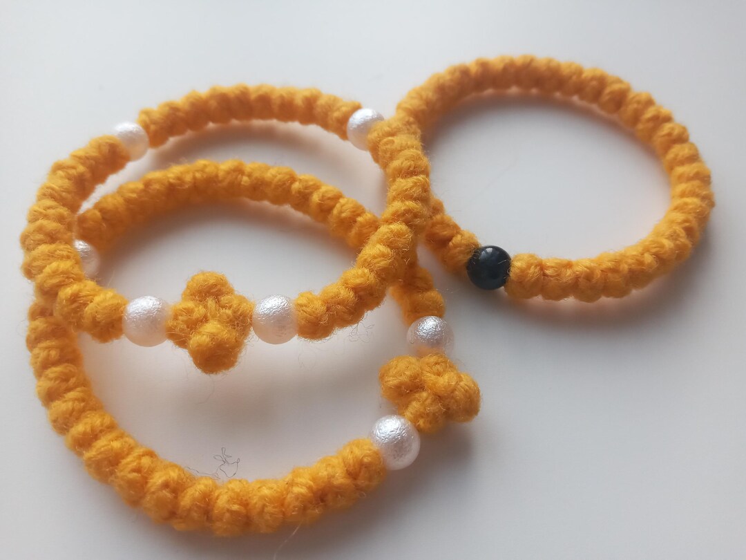 Thin Prayer Rope 33/30 Knots Pure Wool Wrist Bracelet Orthodox Rosary ...