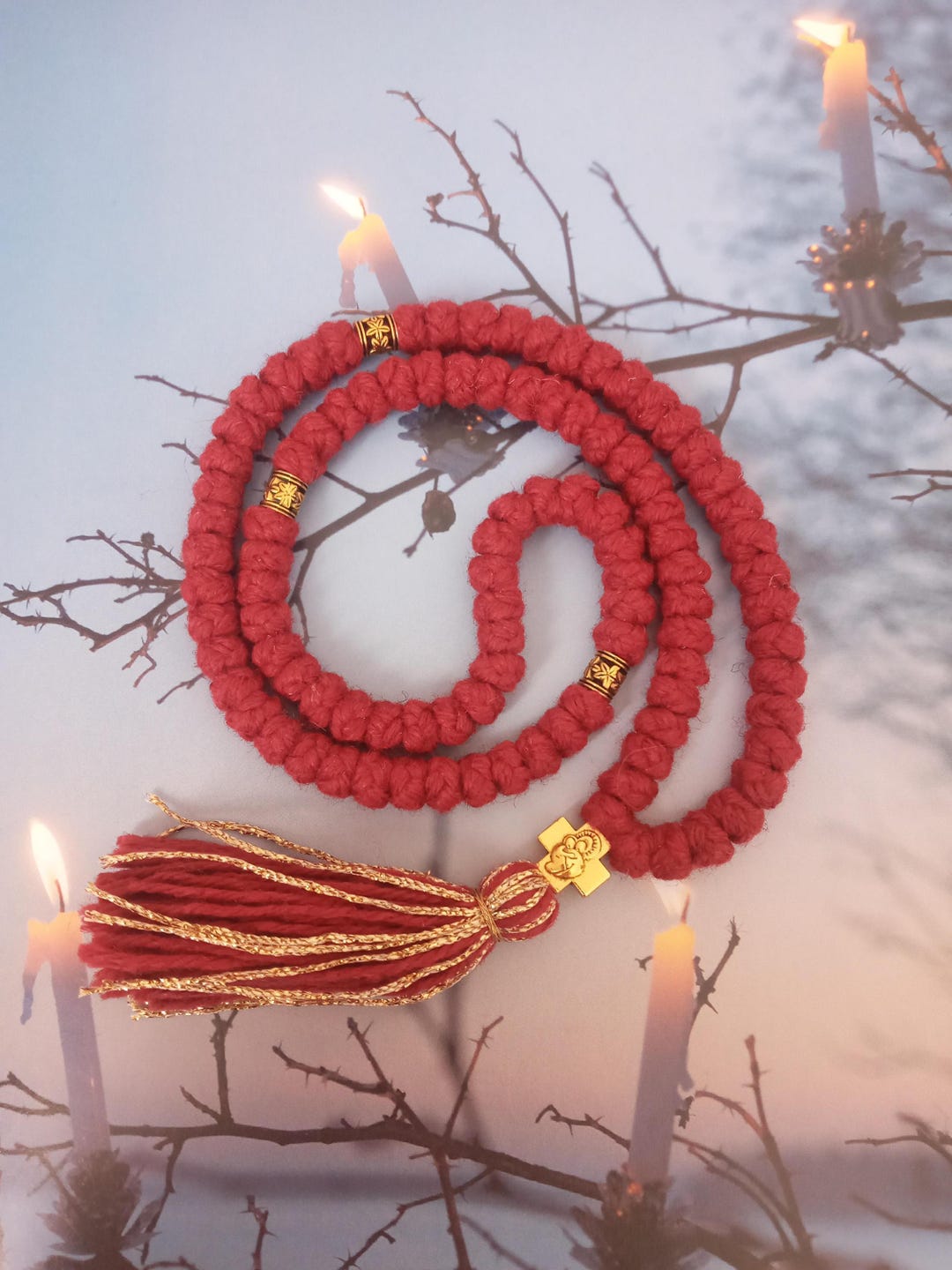 Unique Orthodox Prayer Rope Wool Chotki 100 Knot Greek Komboskini ...
