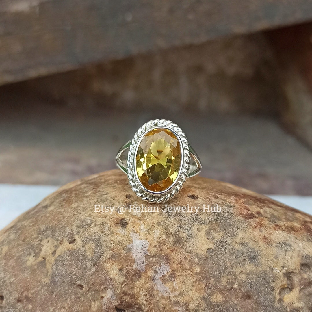 Elegant Yellow Topaz Twisted Wire Band Ring, 925 Sterling Silver ...