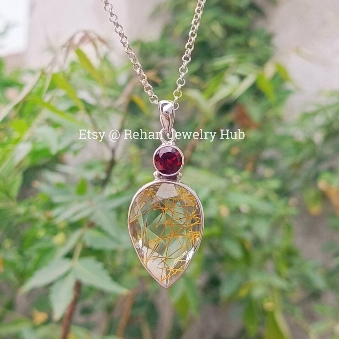 Lovely Golden Rutilated Quartz Pendant, 925 Sterling Silver Pendant ...