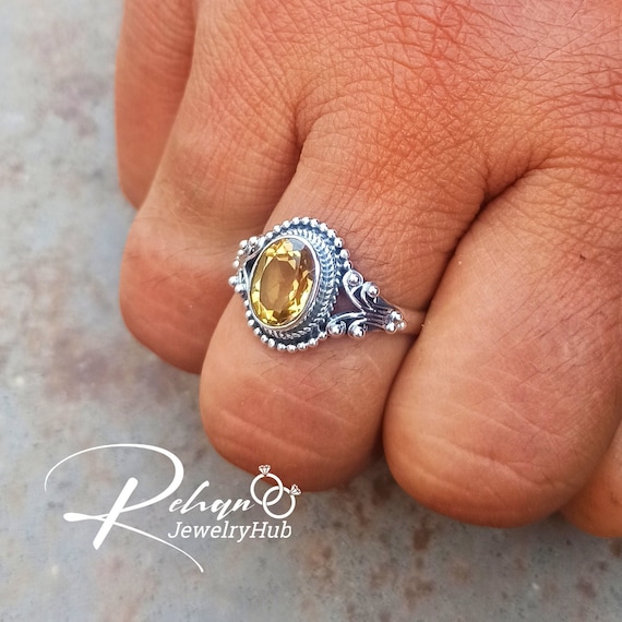 Natural Yellow Topaz Gemstone 925 Sterling Silver Ring | Etsy