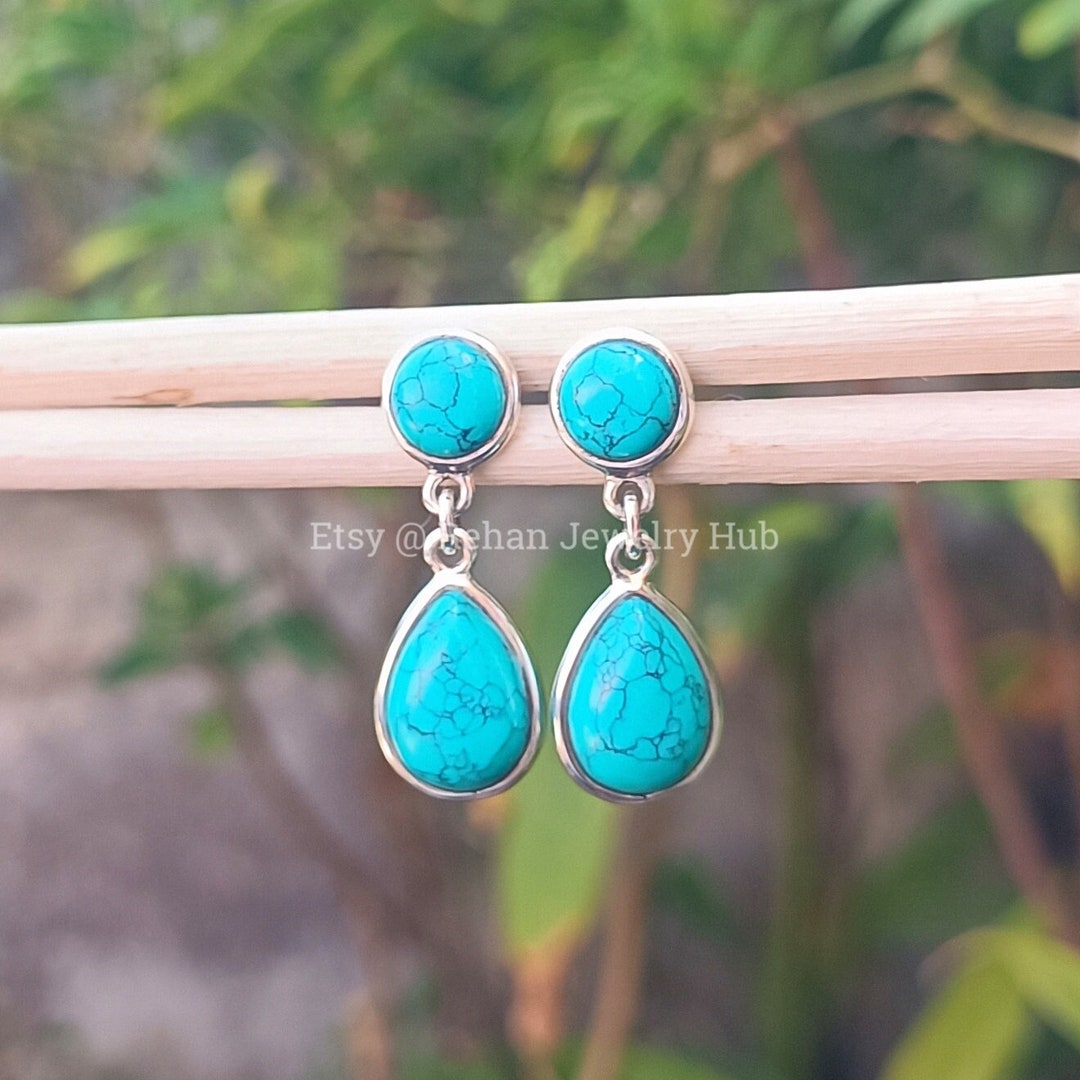 Natural Turquoise Studs, 925 Sterling Silver Studs, Sleeping Beauty Turquoise Studs, Turkish ...