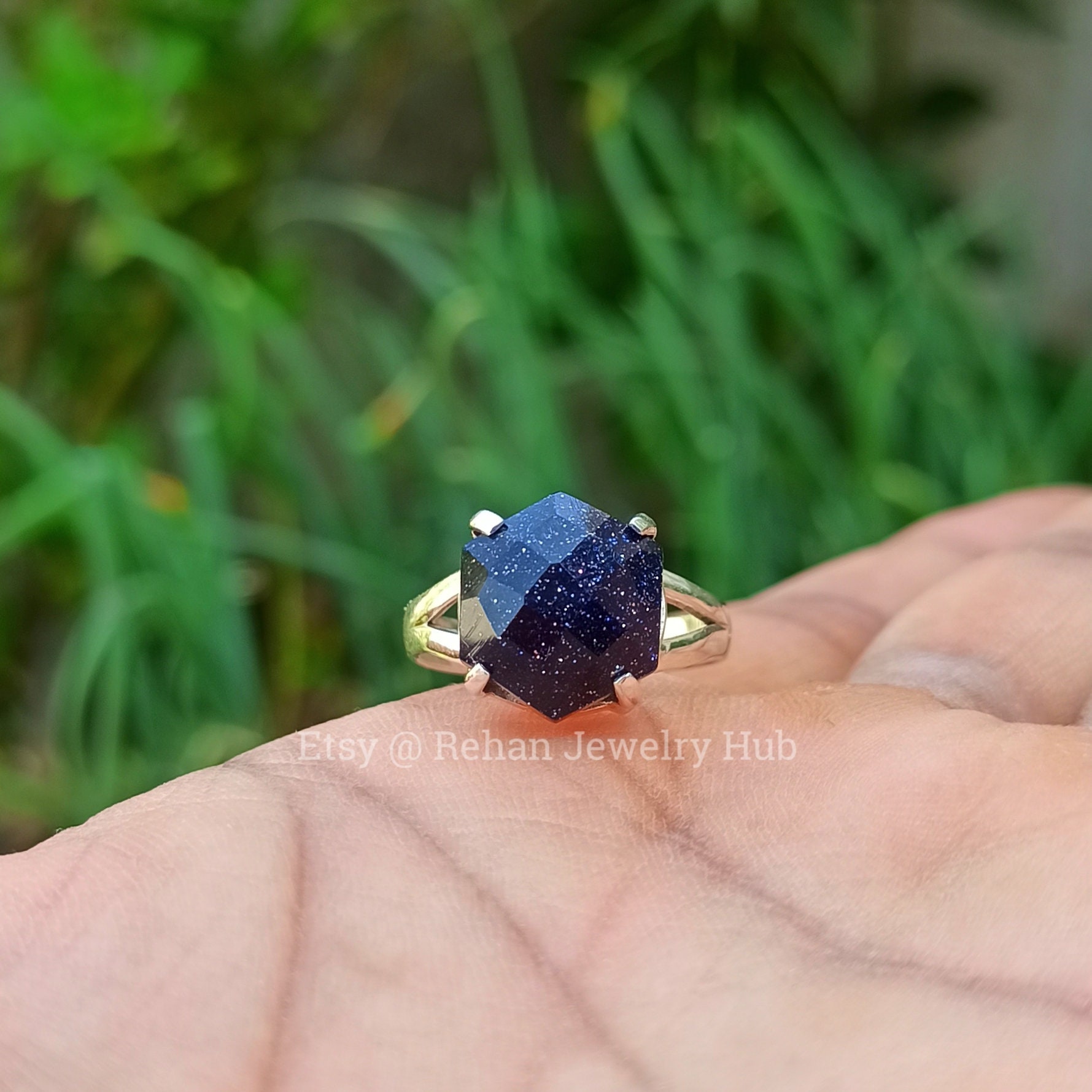 Natural Blue Sunstone Gemstone 925 Sterling Silver Ring - Etsy