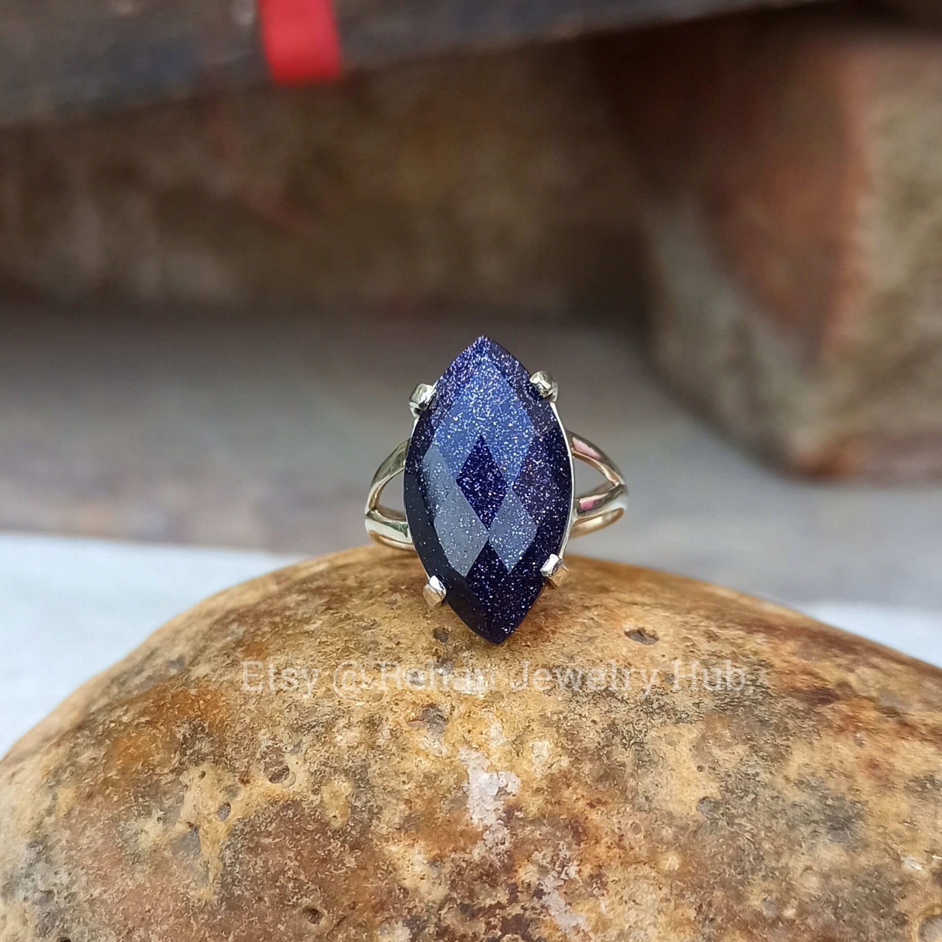 Natural Blue Sunstone Gemstone 925 Sterling Silver Ring - Etsy