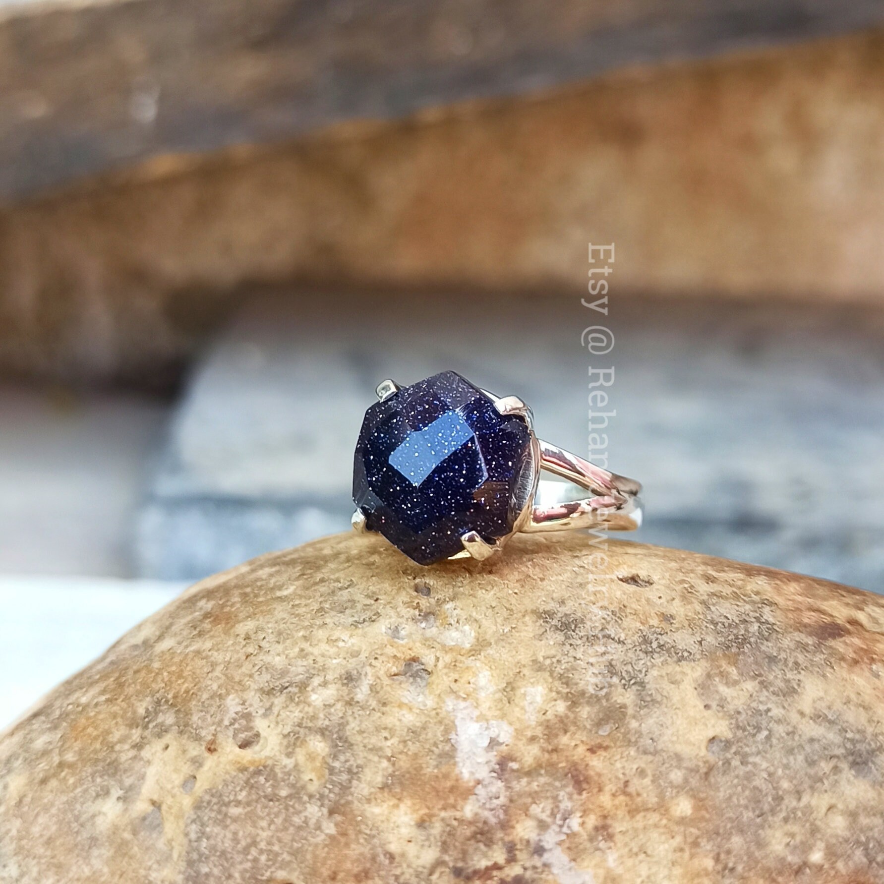 Natural Blue Sunstone Gemstone 925 Sterling Silver Ring Handmade ...