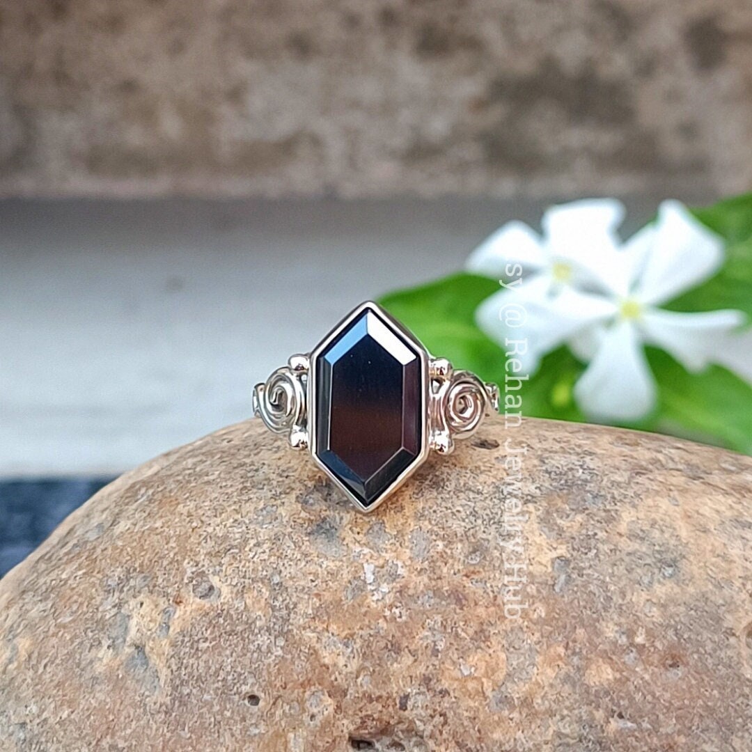 Natural Lovely Hematite Rings, 925 Sterling Silver Rings, Black ...