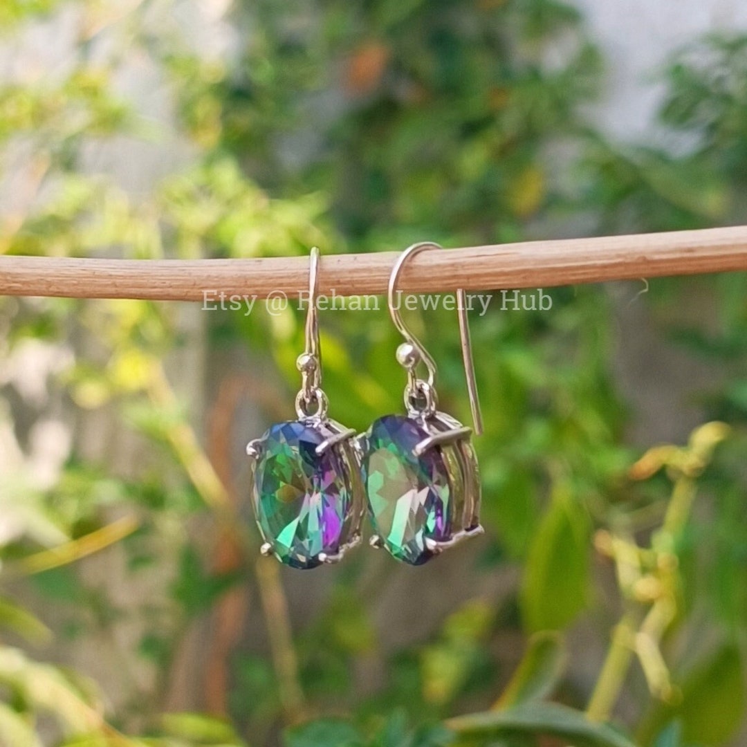 Natural Mystic Topaz Dainty Earring, 925 Sterling Silver Earring ...