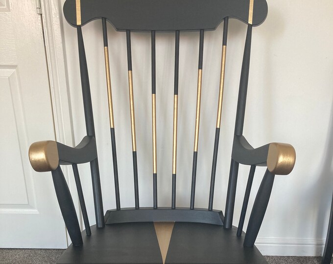 Black and Gold Rocking Chair - Etsy