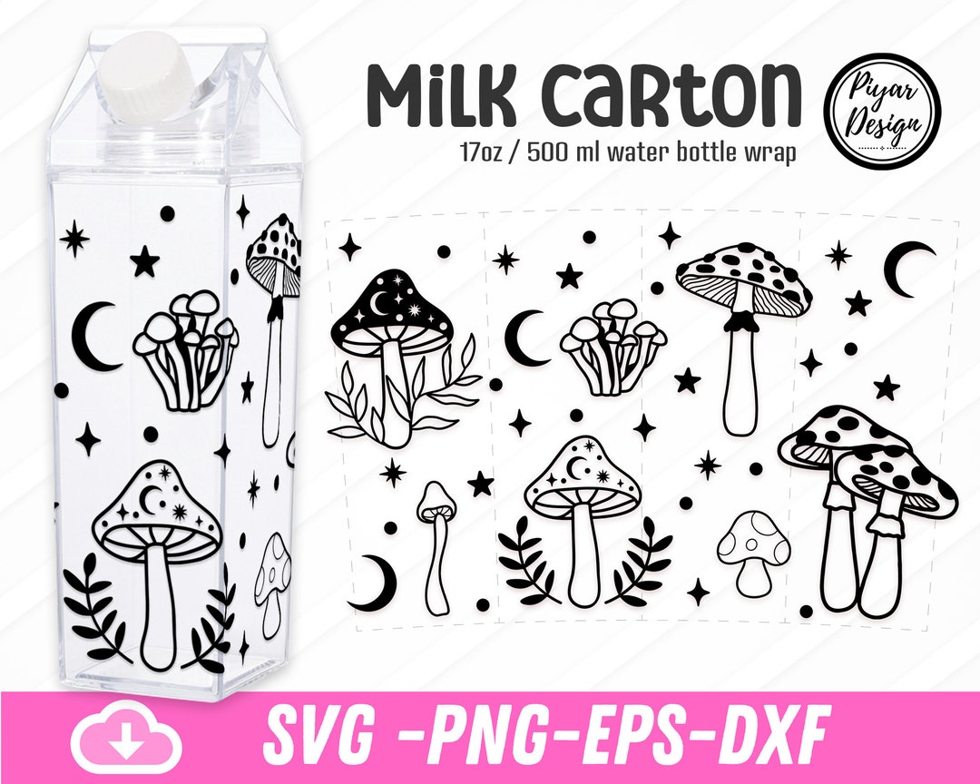 Milk Carton Mushrooms Svg, Magic Milk Water Bottle SVG for Tumbler Full ...