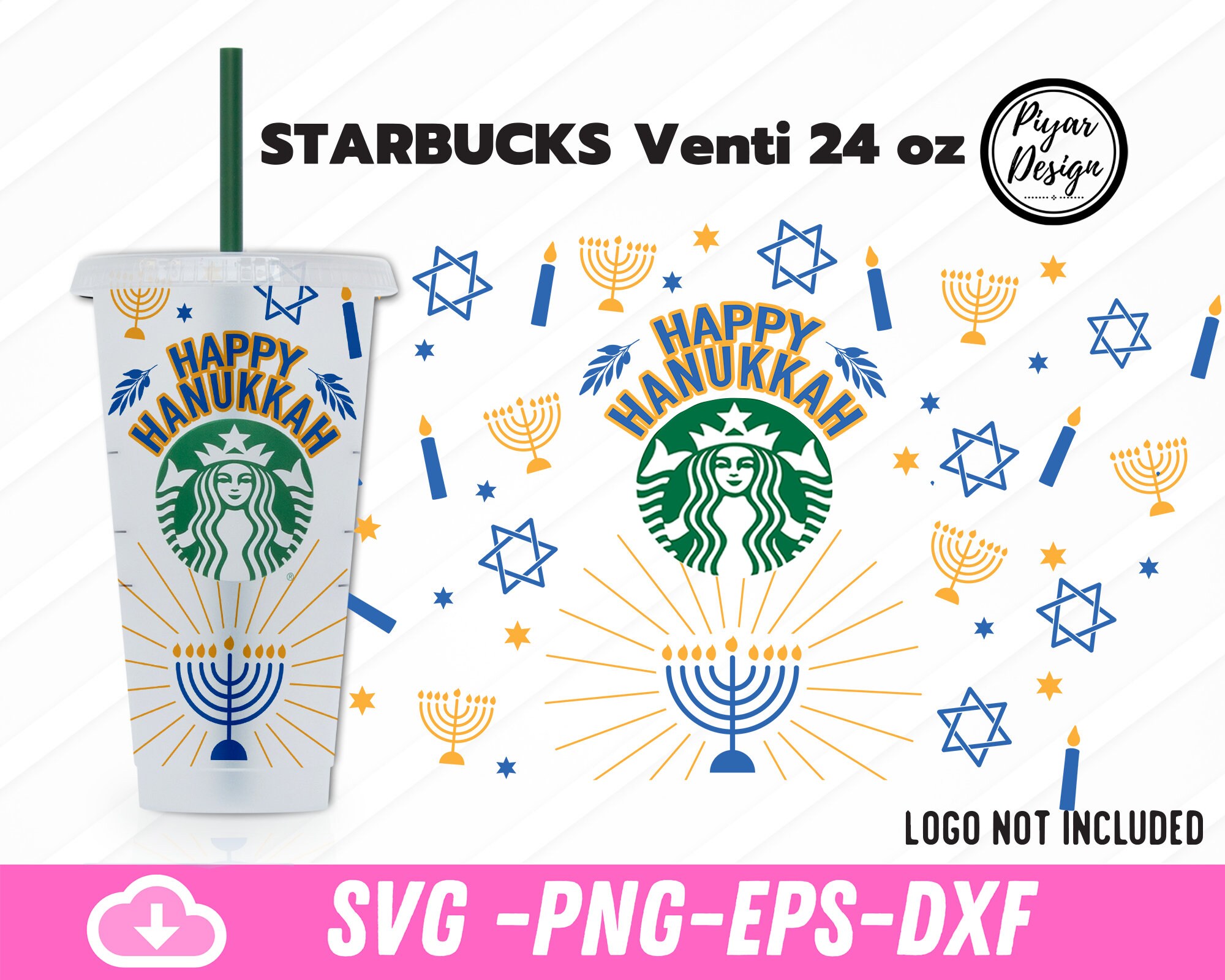 Seamless Full Wrap Happy Hanukkah Svg, Menorah SVG , Hanukkah Svg ...