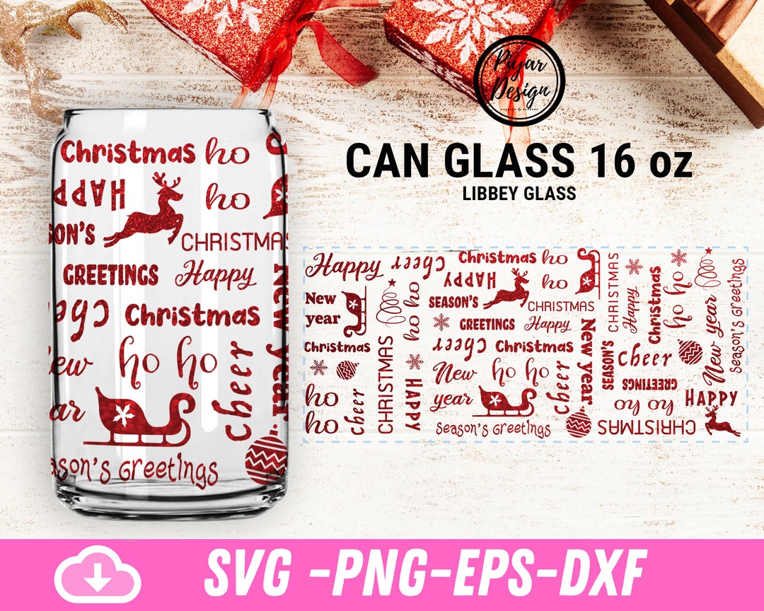 Can Glass Christmas Svg, Winter Svg, Merry Christmas Full Wrap Svg ...