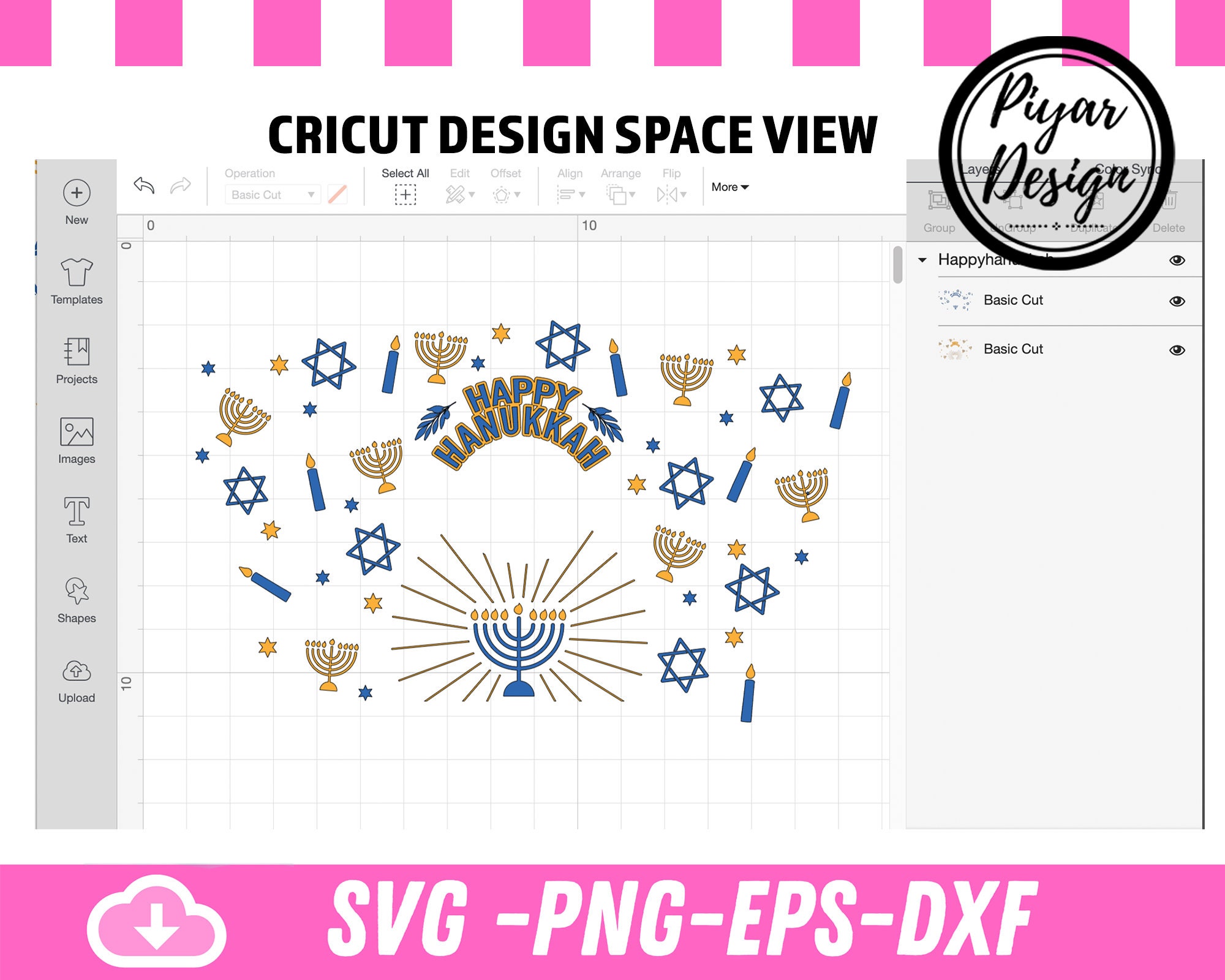 Seamless Full Wrap Happy Hanukkah Svg Menorah SVG Hanukkah - Etsy