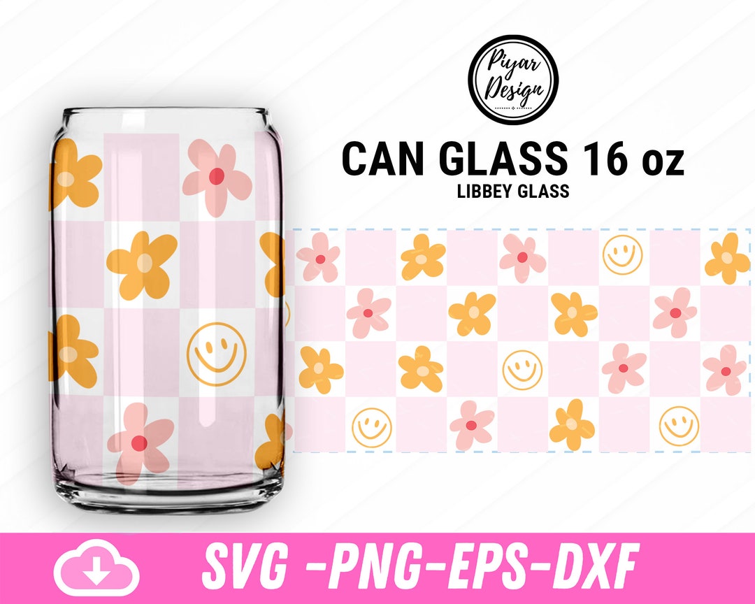 Can Glass Retro Boho Daisy Svg, Retro Daisy Flower SVG ,floral Svg ...