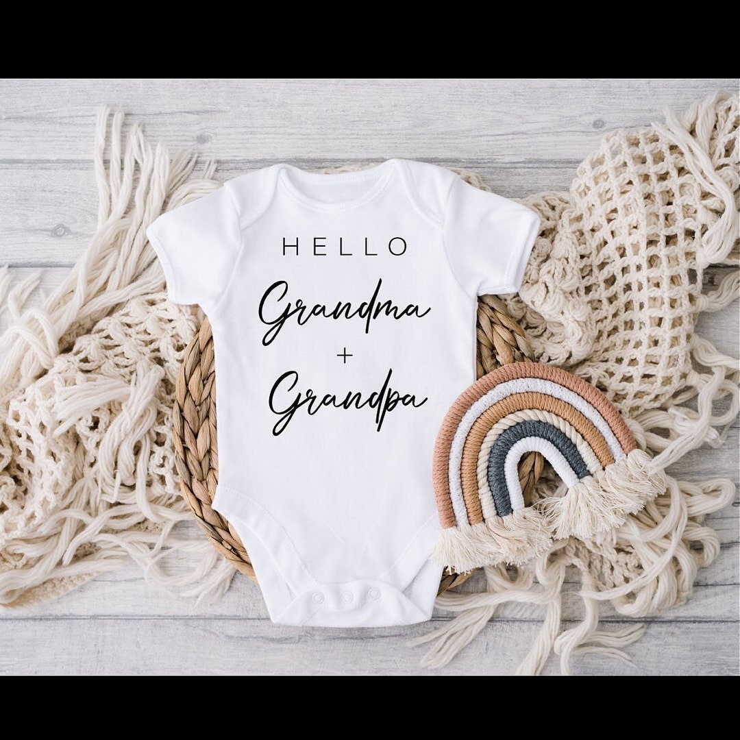 Hello Grandma and Grandpa Baby Onesie® - Grandparents Announcement ...