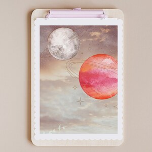 Galaxy Pink Watercolor Planets Wall Art Space Printable Decor Outer ...