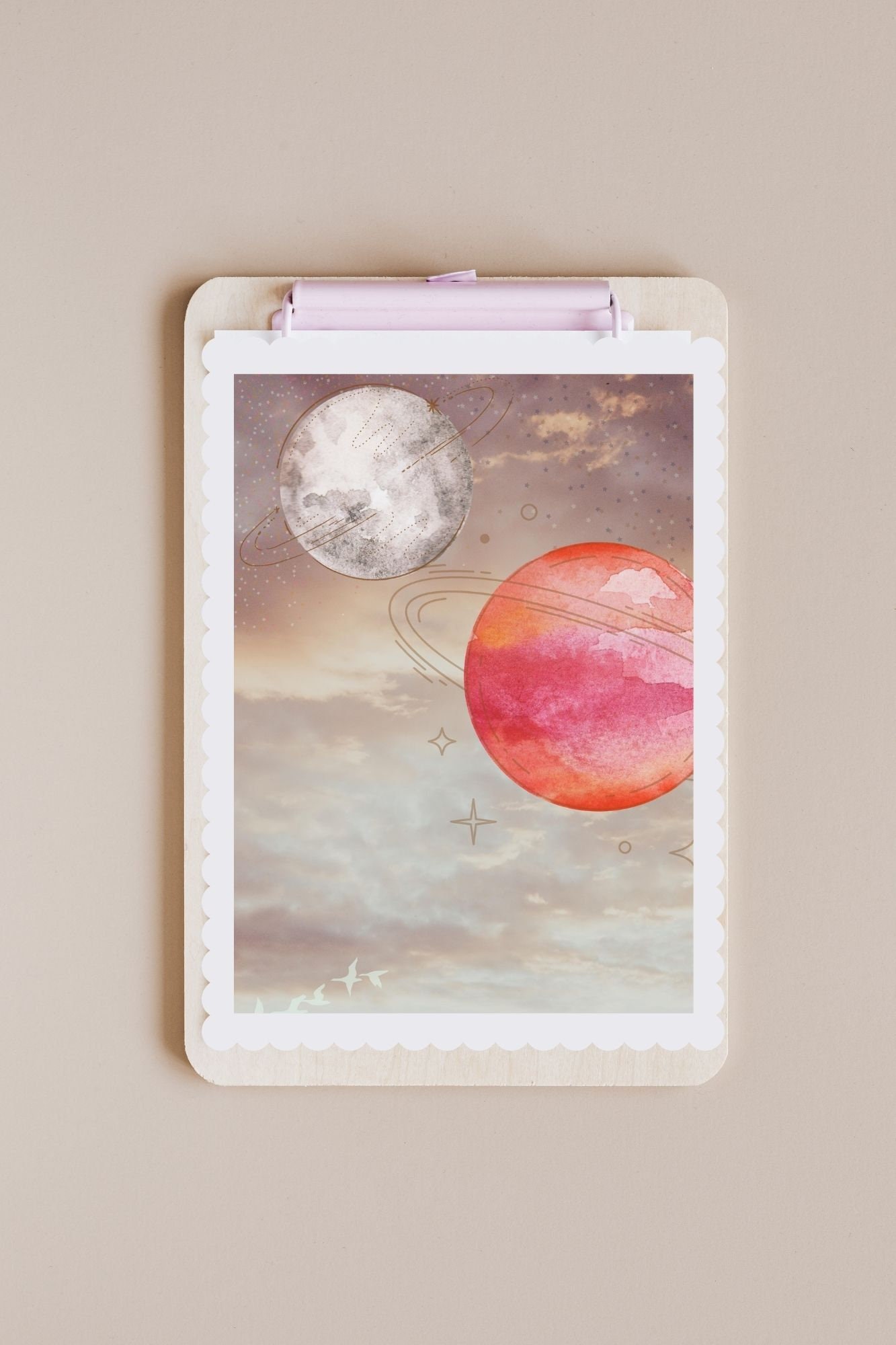 Galaxy Pink Watercolor Planets Wall Art Space Printable Decor Outer ...