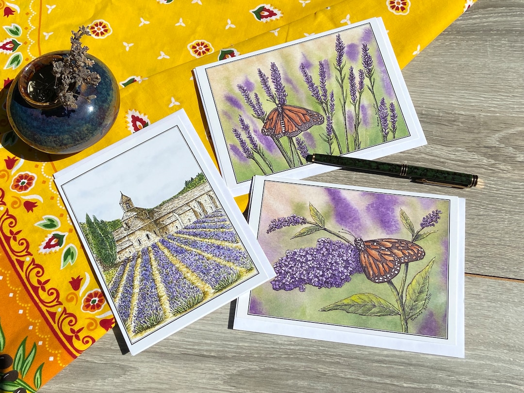 5x7in Cards / Souvenirs of Provence / Watercolor and Ink / Lavender ...