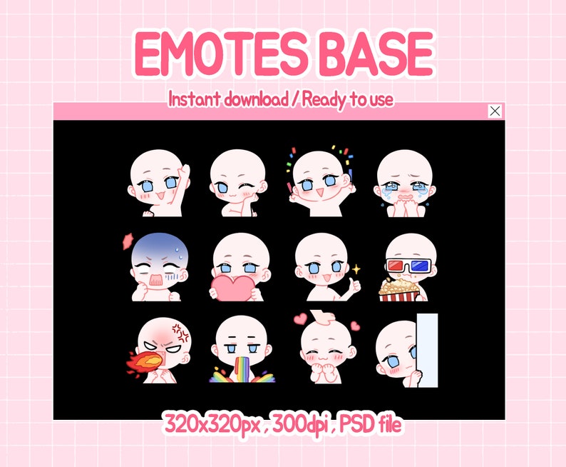 Chibi Emote Base Set : DIY Twitch/discord PSD Emotes (digital Download ...