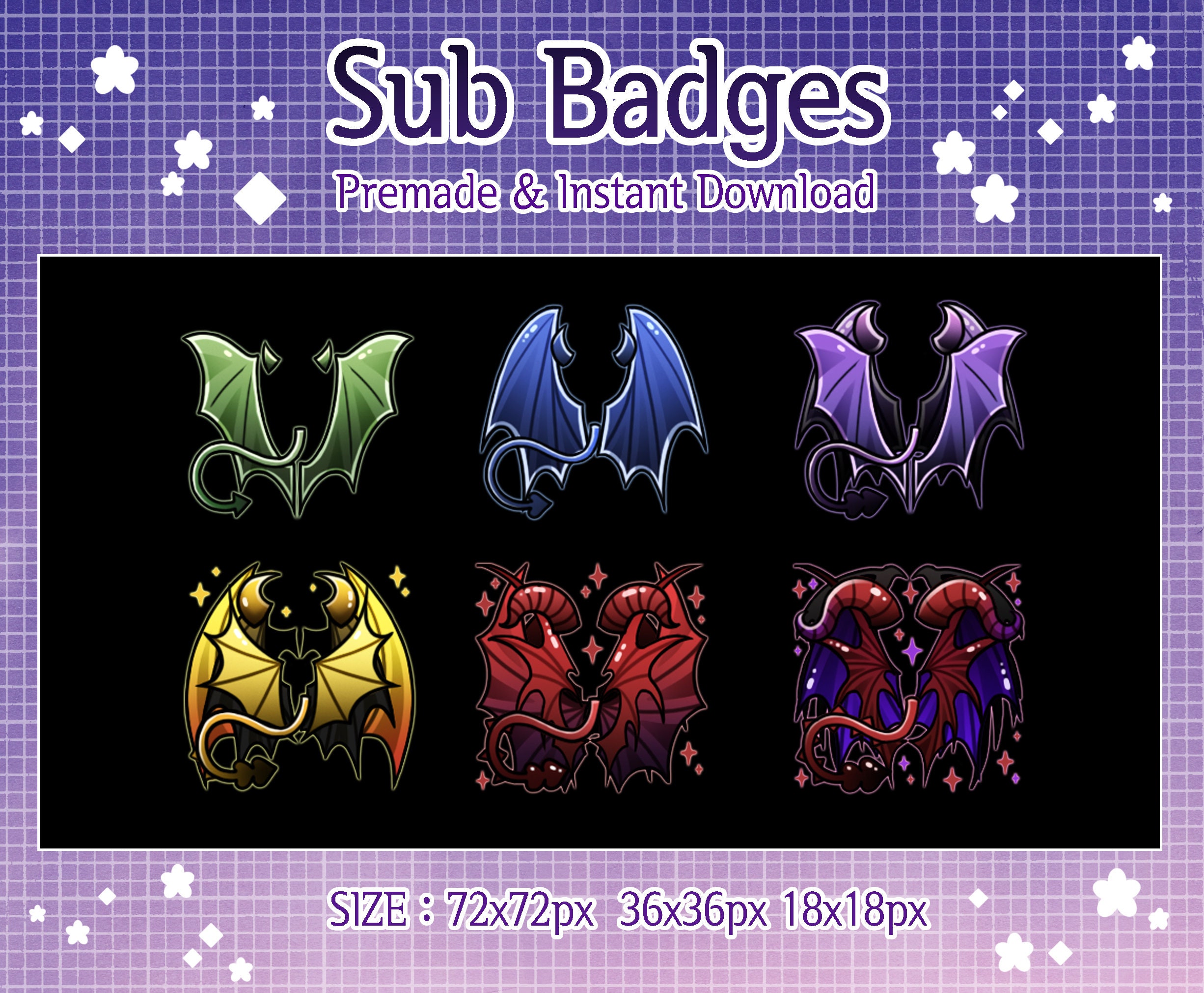 Twitch Badges, Devil Wing Sub Badge, Stream Badge. - Etsy