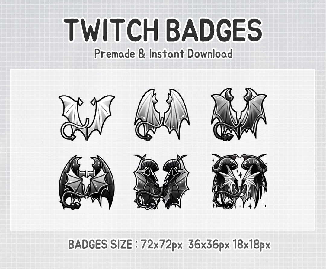 Twitch Badges White and Black Devil Wing. - Etsy