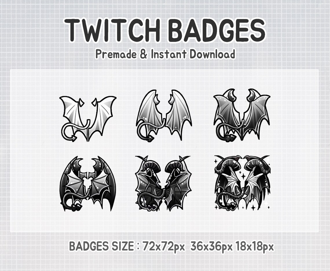 Twitch Badges White and Black Devil Wing. - Etsy