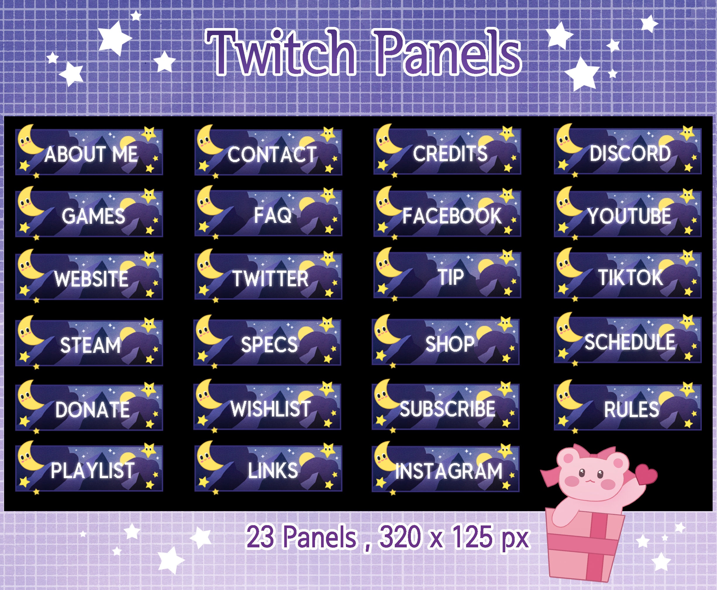 Twitch Cute Panels Purple Moon. - Etsy